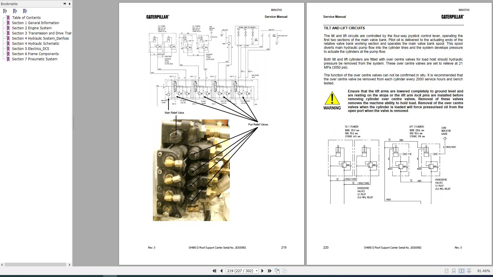 CAT Roof Support Carrier SH660 D JE300562 652139 Service Manual ...