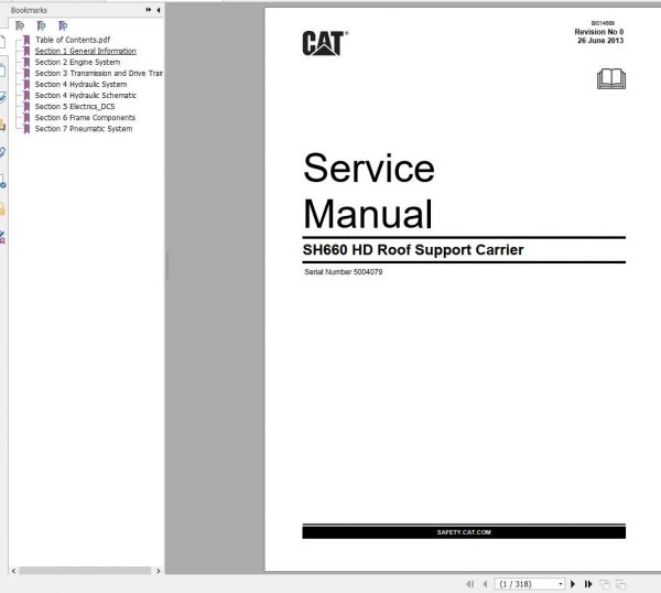 CAT Roof Support Carrier SH660 HD 5004079 549514 Service Manual ...