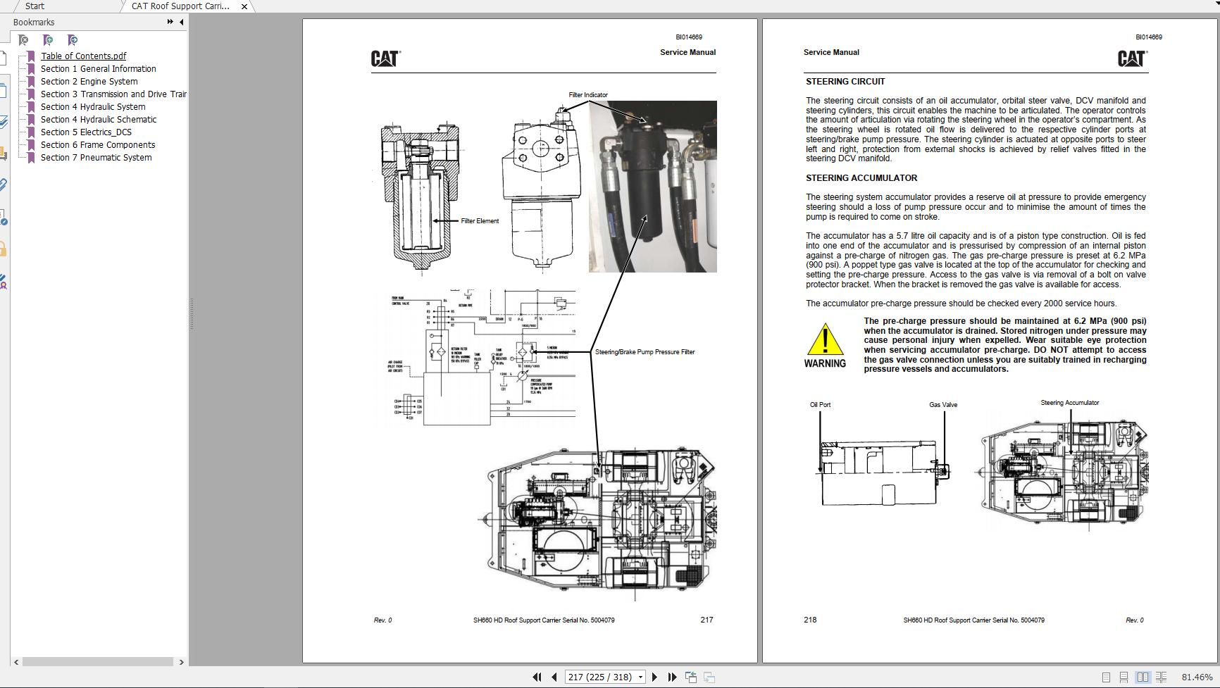 CAT Roof Support Carrier SH660 HD 5004079 549514 Service Manual ...