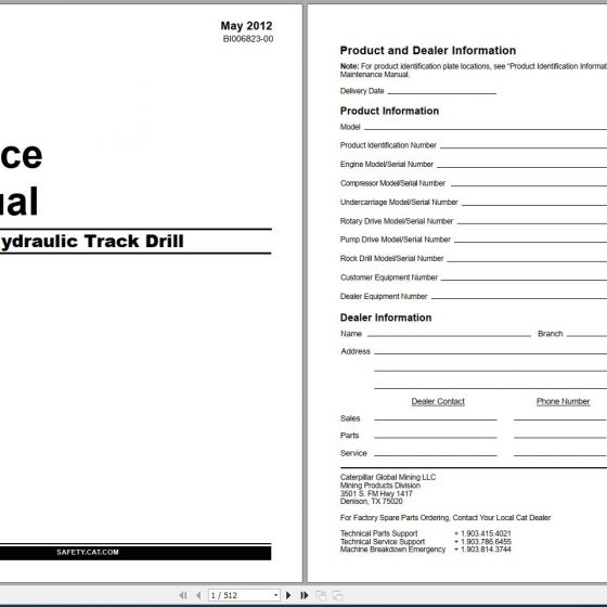 CAT Rotary Track Drills 300 400 0407400 Service Manual BI615943
