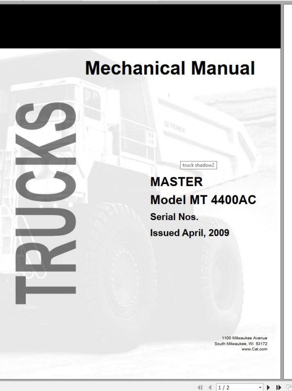 CAT Unit Rig Mining Truck MT4400 AC MHTOC6 Service Manual 2009