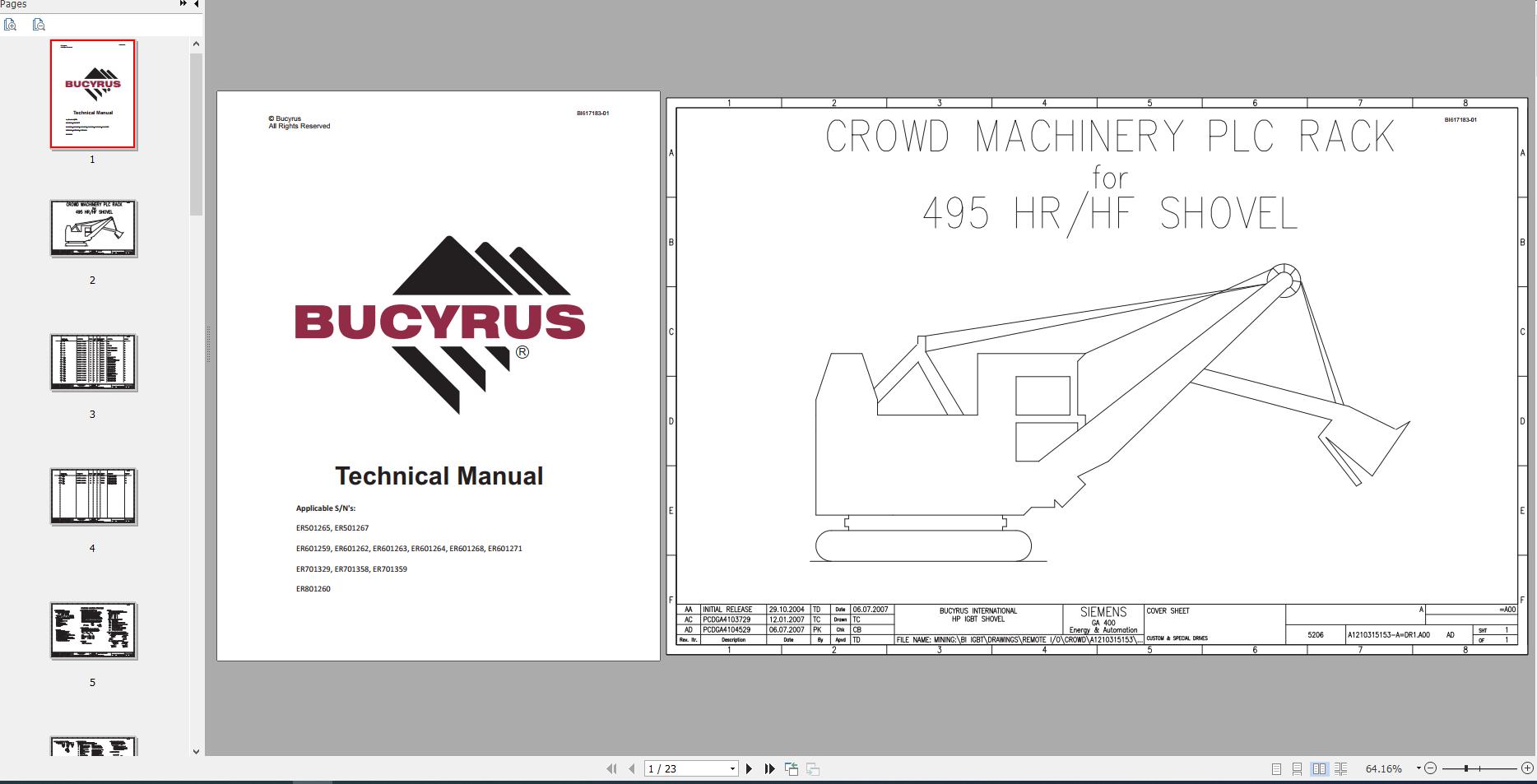 CAT Electric Rope Shovel 7182 495HR HF 141259 141267 Crowd Machinery ...