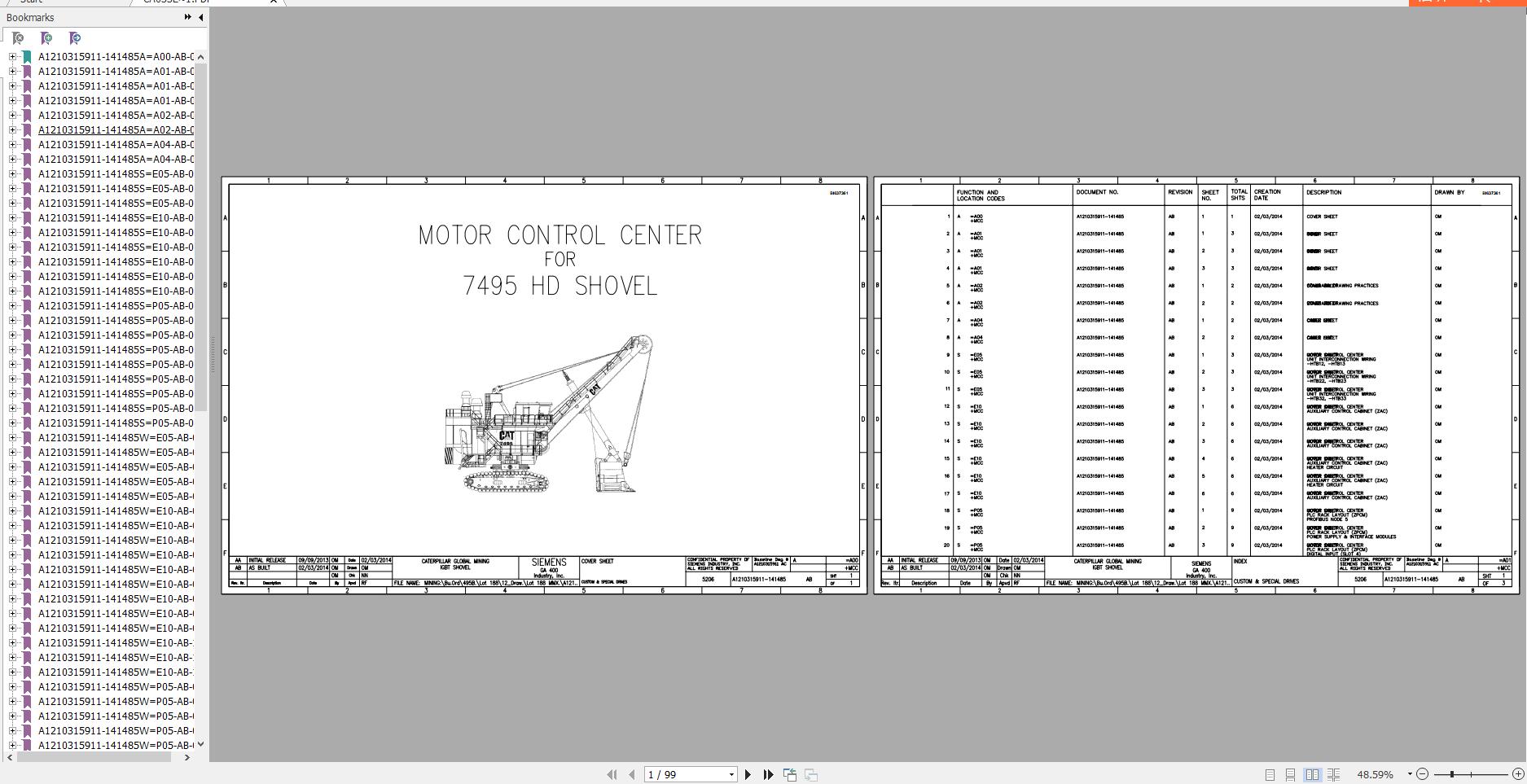 CAT Electric Rope Shovel 7495 HD 141485 515584 Motor Control Center ...