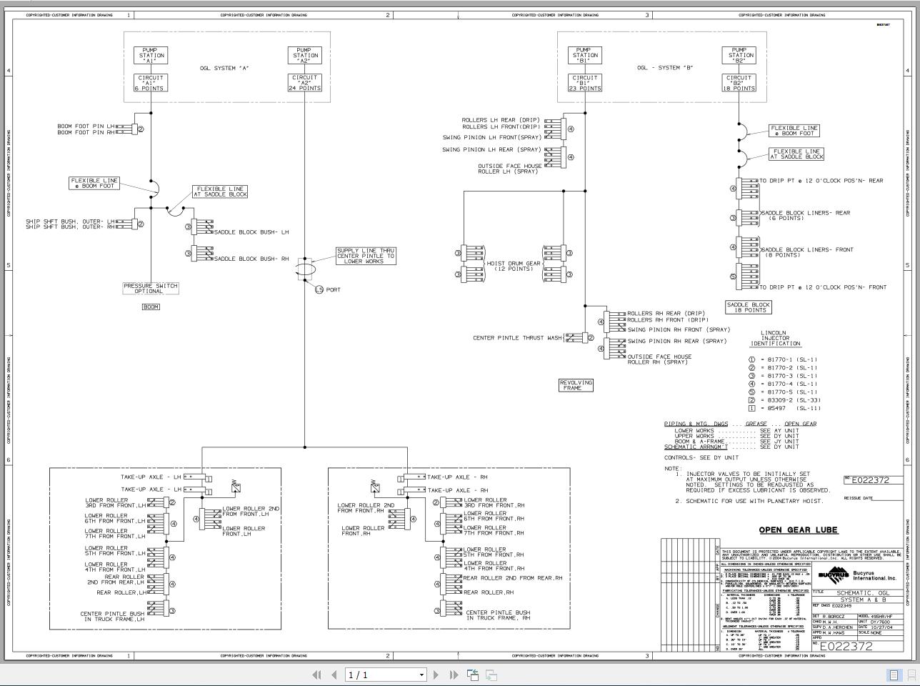 CAT Electric Rope Shovel 7495 HF 495HF 141325 Open Gear Lube E022372 ...