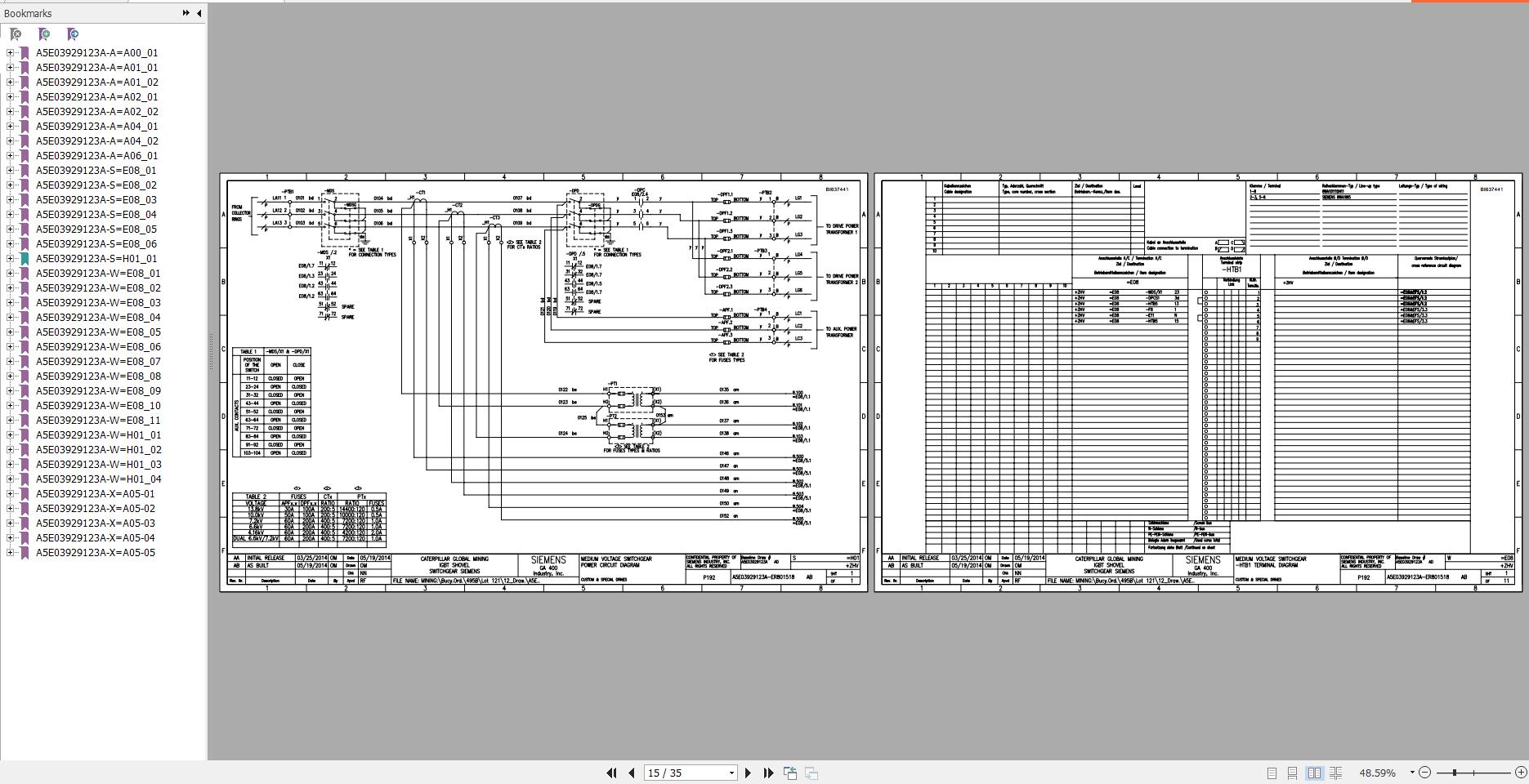 CAT Electric Rope Shovel 7495 HF HD A5E03929123A ER801518 Switchgear ...