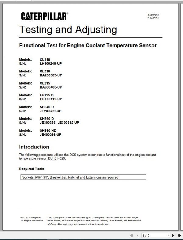 CAT Load Haul Dump CL210 CL110 CL215 FH125 D SH640 D SH660 D Functional ...