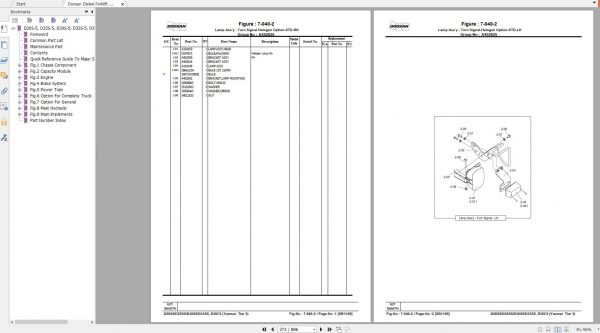 Doosan Dielsel Forklift D20S-5 D25S-5 D30S-5 D33S-5 D35S-5 Part Book SB1109E16