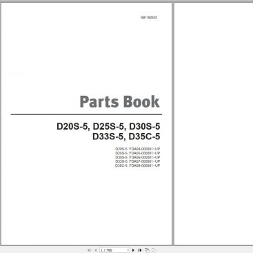 Doosan Dielsel Forklift D20S-7 D25S-7 D30S-7 D33S-7 D35C-7 Part Book SB1159E05
