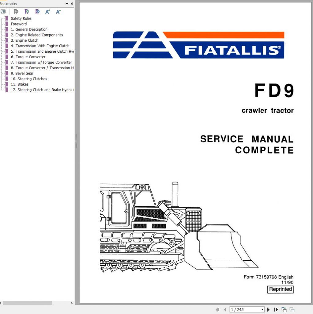 Fiat Allis Crawler Tractor FD30 Service Manual