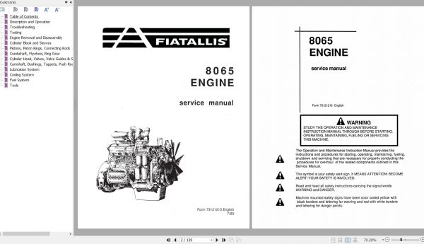 Fiat Allis Engine 8065 Service Manual 73121213