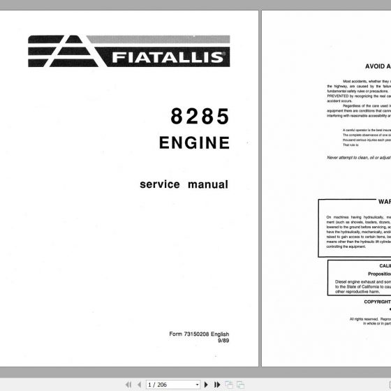 Fiat Allis Engine 8365 Service Manual 60406293