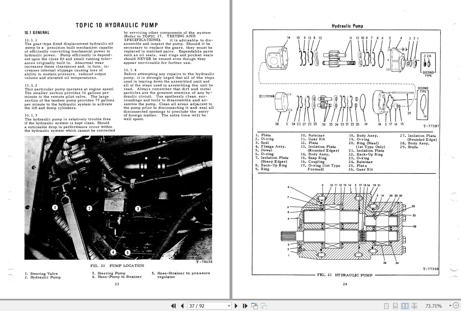 Fiat Allis Wheel Loader 945 945B Service Manual 73062940