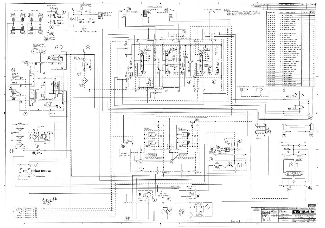 Link-Belt Wheel Loader L130 Electrical Schematic, Hydraulic Schematic ...