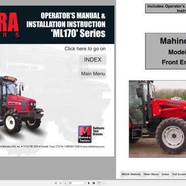 Mahindra Tractor mPOWER Series 85 85P mCRD Operator's Manual