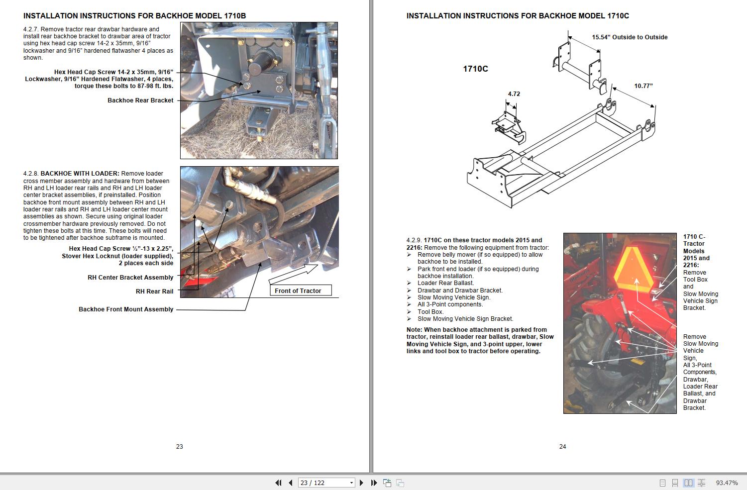 Mahindra Backhoe Tractor USA 1710A 1710B 1710C 1815 1816 2415 2516 2015 ...
