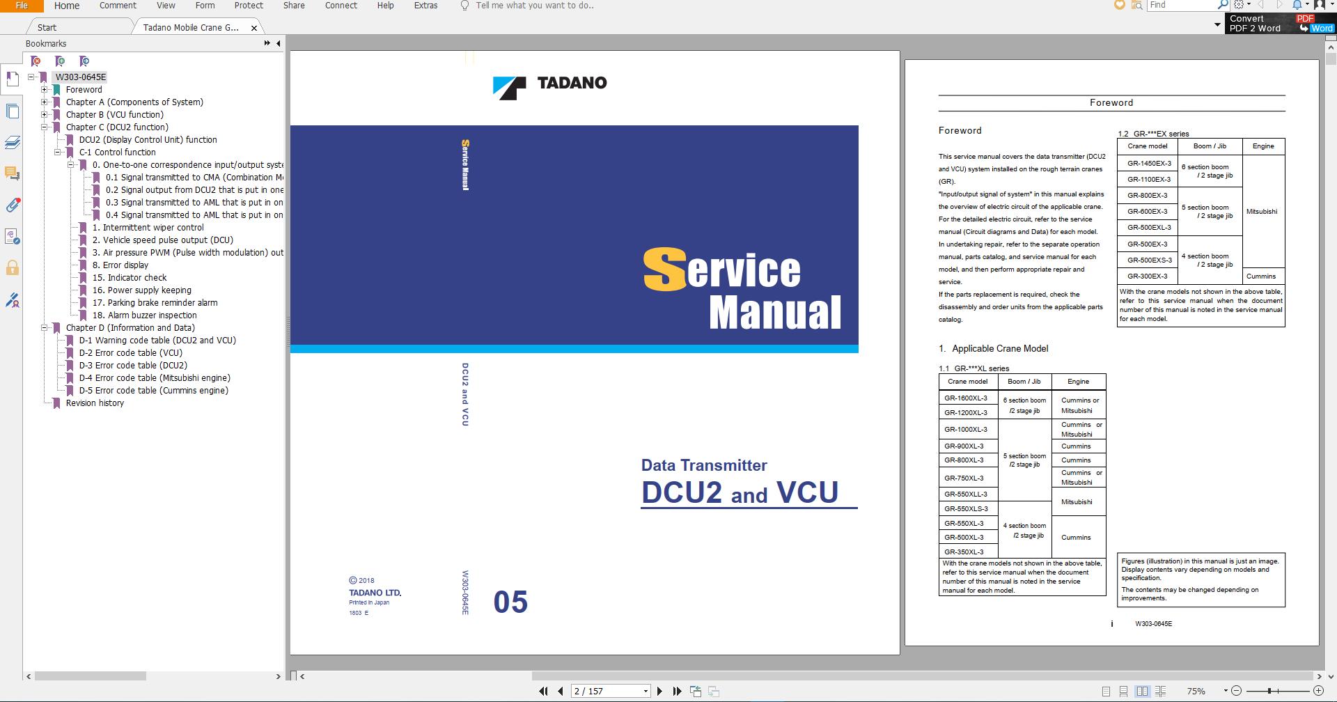 Tadano Mobile Crane GR EX XL series W303-064XE Data Transmitter DCU2 ...