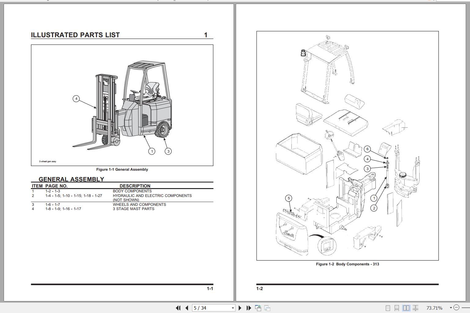Bendi Forklift B325 Operators Manual & Parts Manual 2007