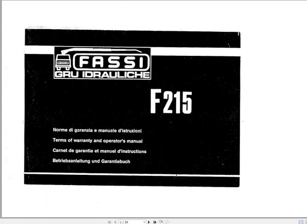 Fassi Cranes F215 Use and Maintenance Manual
