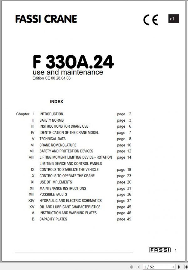 Fassi Cranes F330A.24 Use and Maintenance Manual