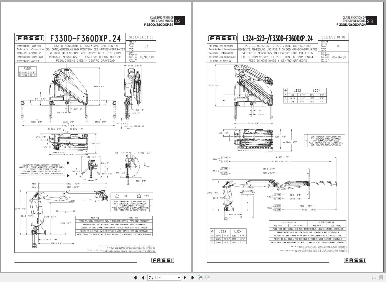 Fassi Cranes F330D F360DXP.24 6001 Use and Maintenance Manual 11.2006