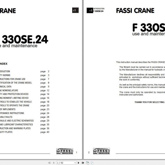 Fassi Cranes F340.23 Use and Maintenance Manual