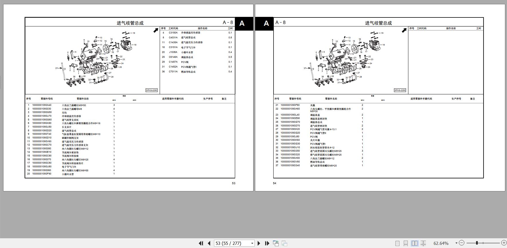GAC Trumpchi GA5 REV Parts Manual 2020 ZH