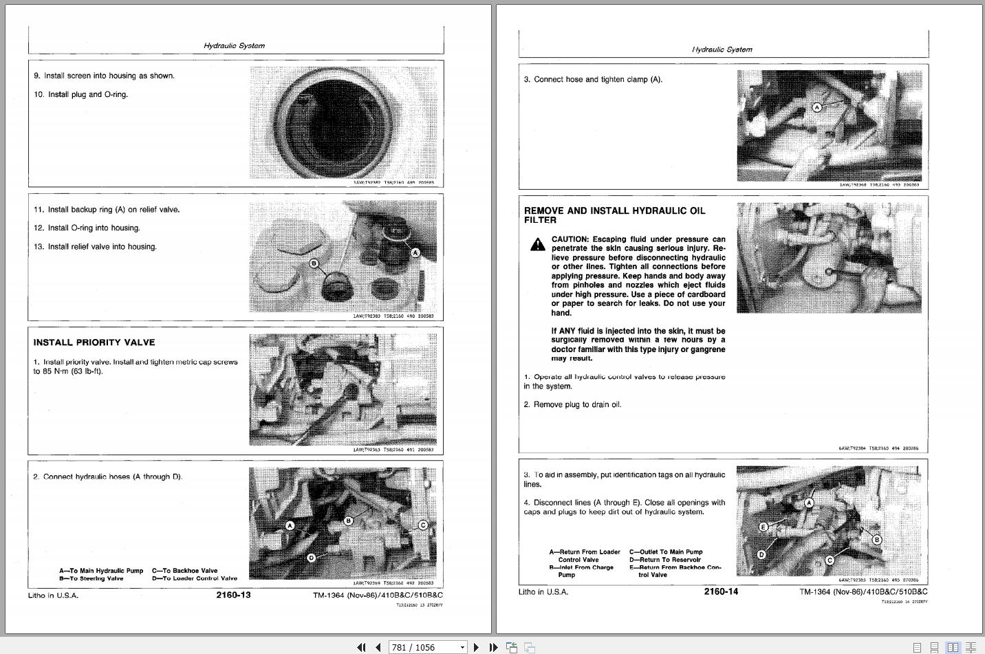 John Deere Backhoe Loader 410B 410C 510B 510C Technical Manual TM1469
