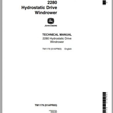 John Deere Hydrostatic Windrowers 2250 2270 Technical Manual TM1078