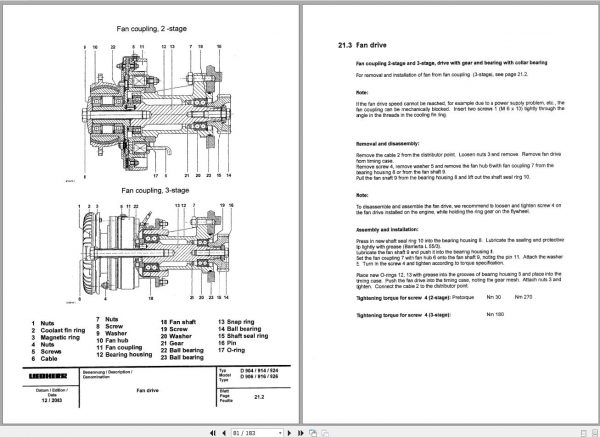 Liebherr Diesel Engine D904 D905 D914 D916 D924 D926 Service Manual ...