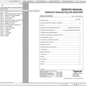 Tigercat 820D L820D Feller Buncher 82011001 - 82012000 Operator's Manuals