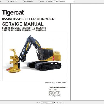 Tigercat 855E L855E Feller Buncher 85513001 - 85514000 Operator ...