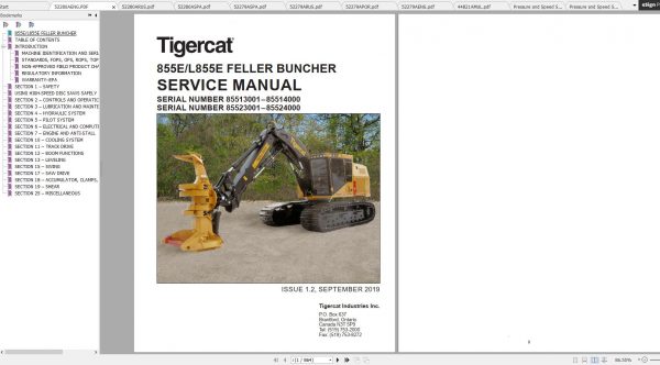 Tigercat 855E L855E Feller Buncher 85513001 - 85514000 Operator ...