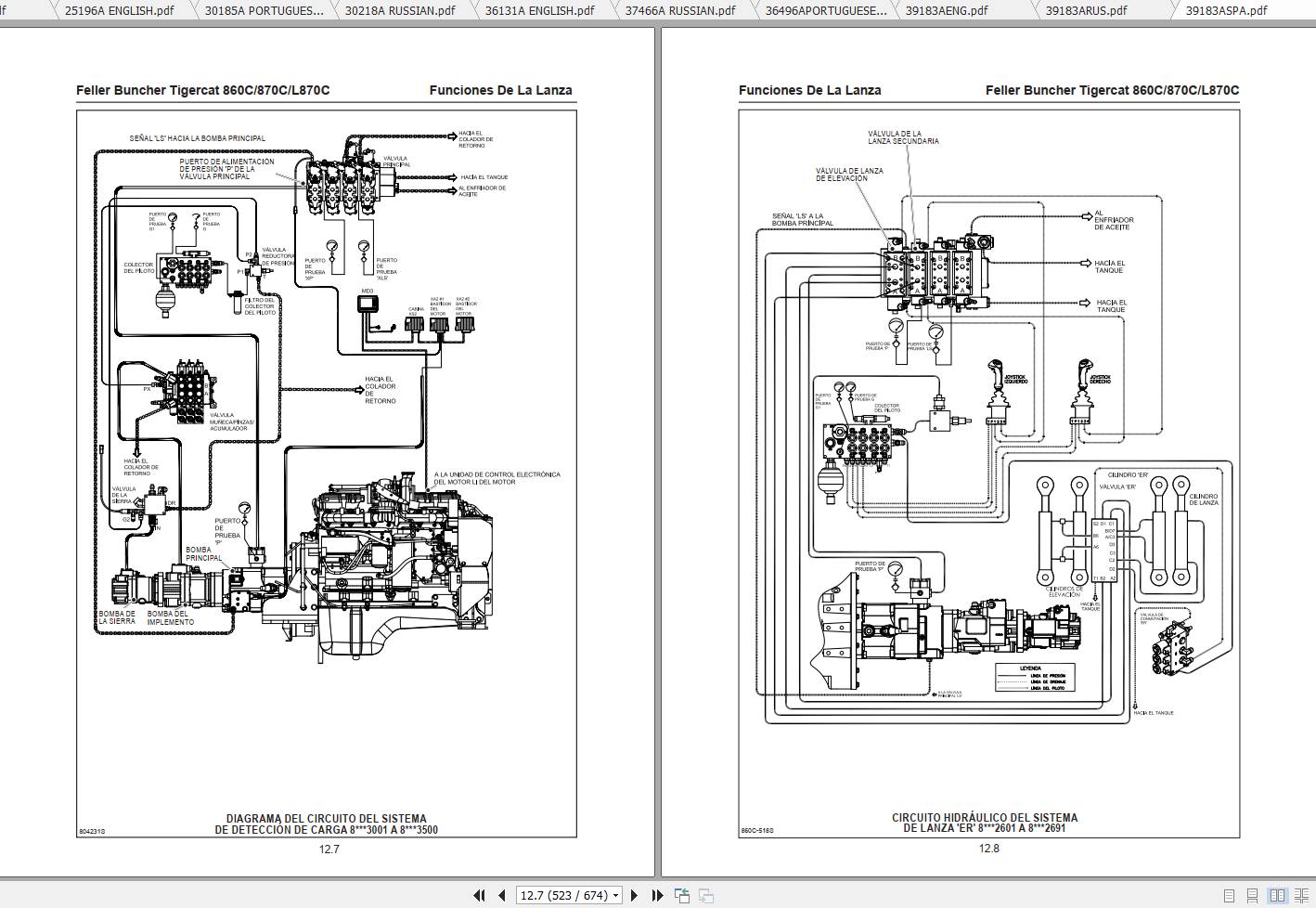Tigercat 860C 870C L870C Feller Buncher Operator & Service Manuals