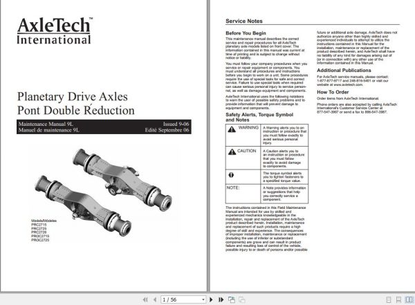 Tigercat Axletech Planetary Drive Axles Maintenace Manual