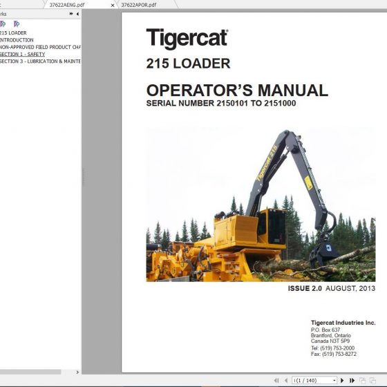 Tigercat Loader 220 (2200111 - 2200500) Operator's & Service Manual