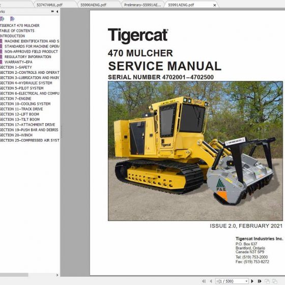 Tigercat Mulcher 480 (4800101 - 4801000) Operator and Service Manual