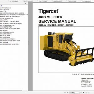 Tigercat Mulcher 480 (4800101 - 4801000) Operator and Service Manual