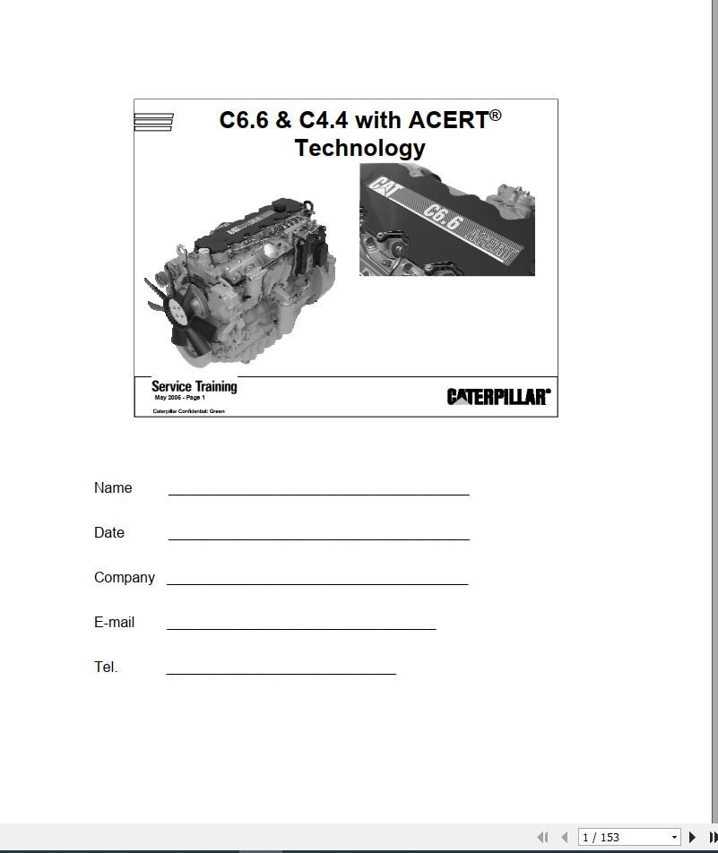 CAT Engine C4.4 C6.6 ACERT Technology Service Training 2005
