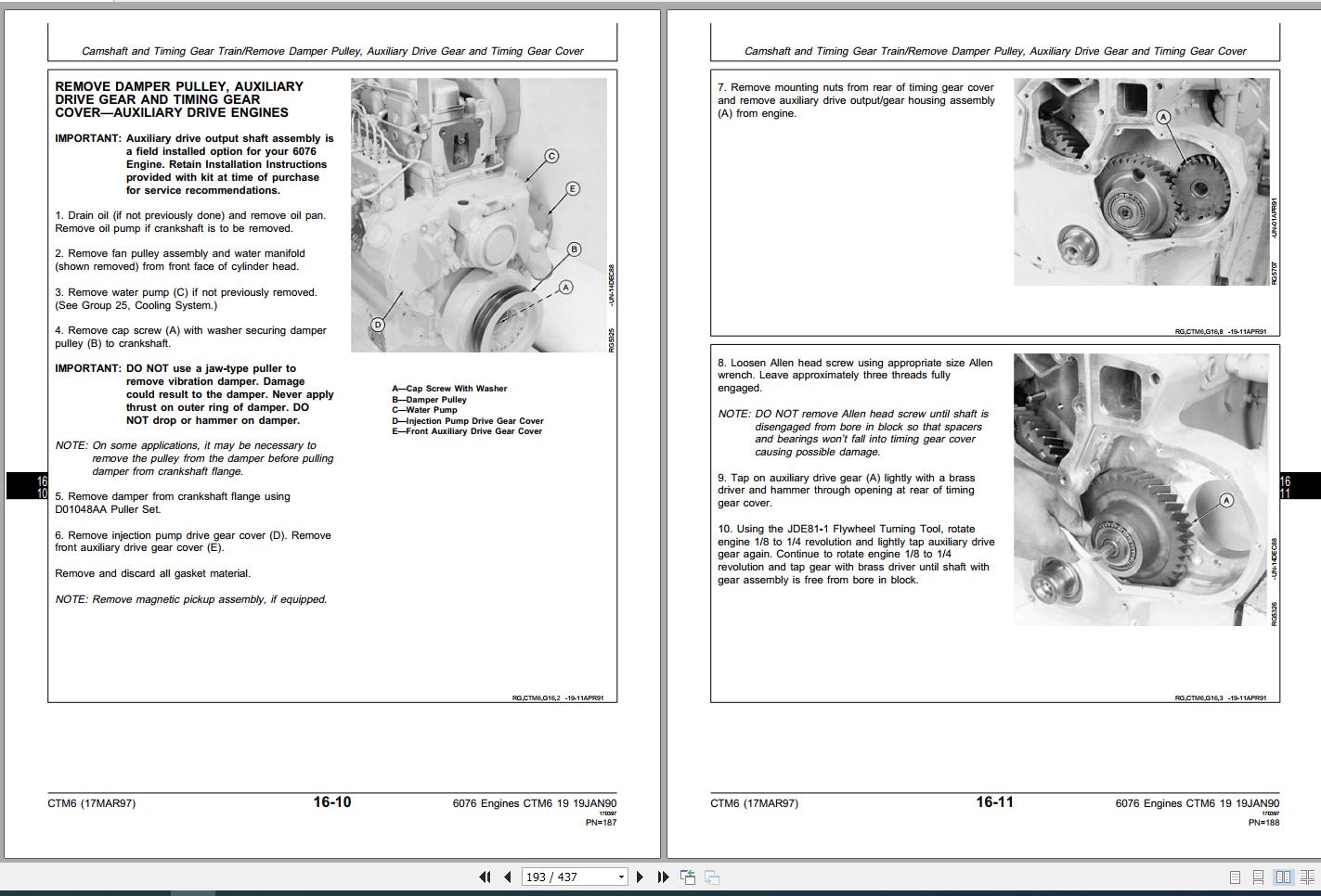 John Deere Engines 6076 Technical Manual CTM6