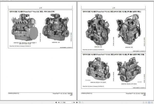 John Deere PowerTech Diesel Engine 4.5L 6.8L Technical Manual CTM705 Korean