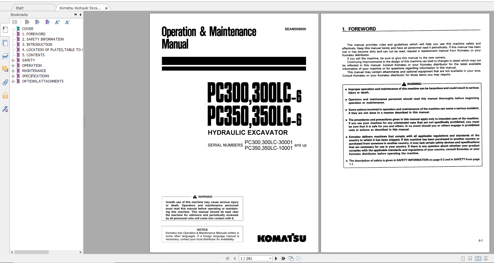 Komatsu Hydraulic Excavator PC300,300LC-6 PC350,350LC-6 Operation ...
