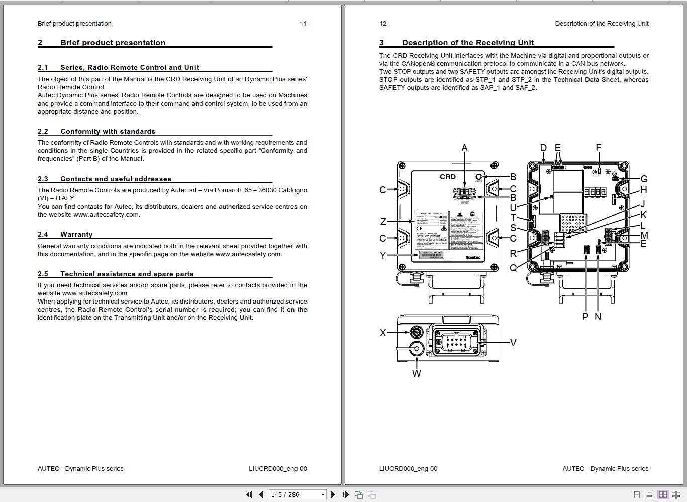 Manitou Telehandler RADIO CONTROL AUTEC DYNAMIC PLUS Repair Manual ...