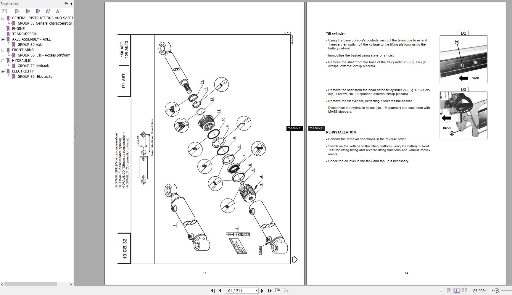 Manitou Work Platforms 150 AET2 Repair Manual 547365EN 03.2005