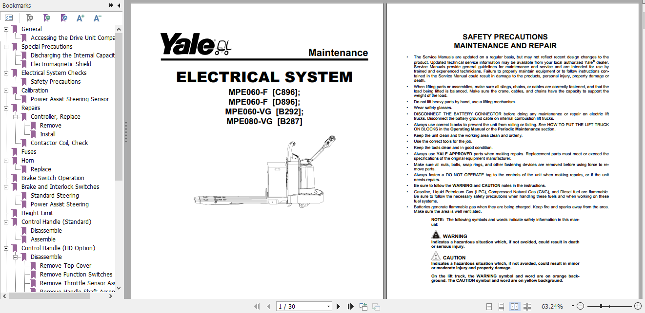 Yale Forklift Class 3 Service Manuals_Updated [02.2022] Electric Motor Hand Trucks Service