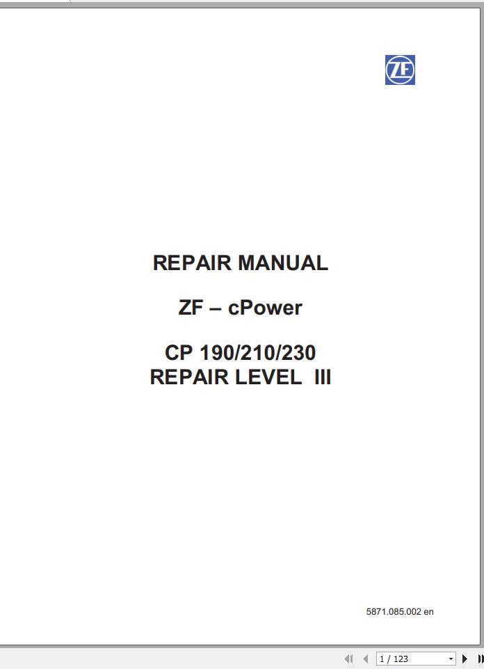 ZF CPower CP 190 210 230 Level III Repair Manual