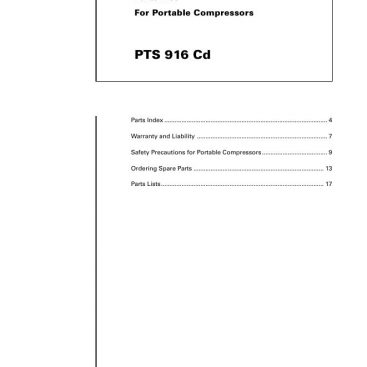 Atlas Copco Portable Compressors PTE 1500 E PTS 1600 E PTS 1050 E Parts ...