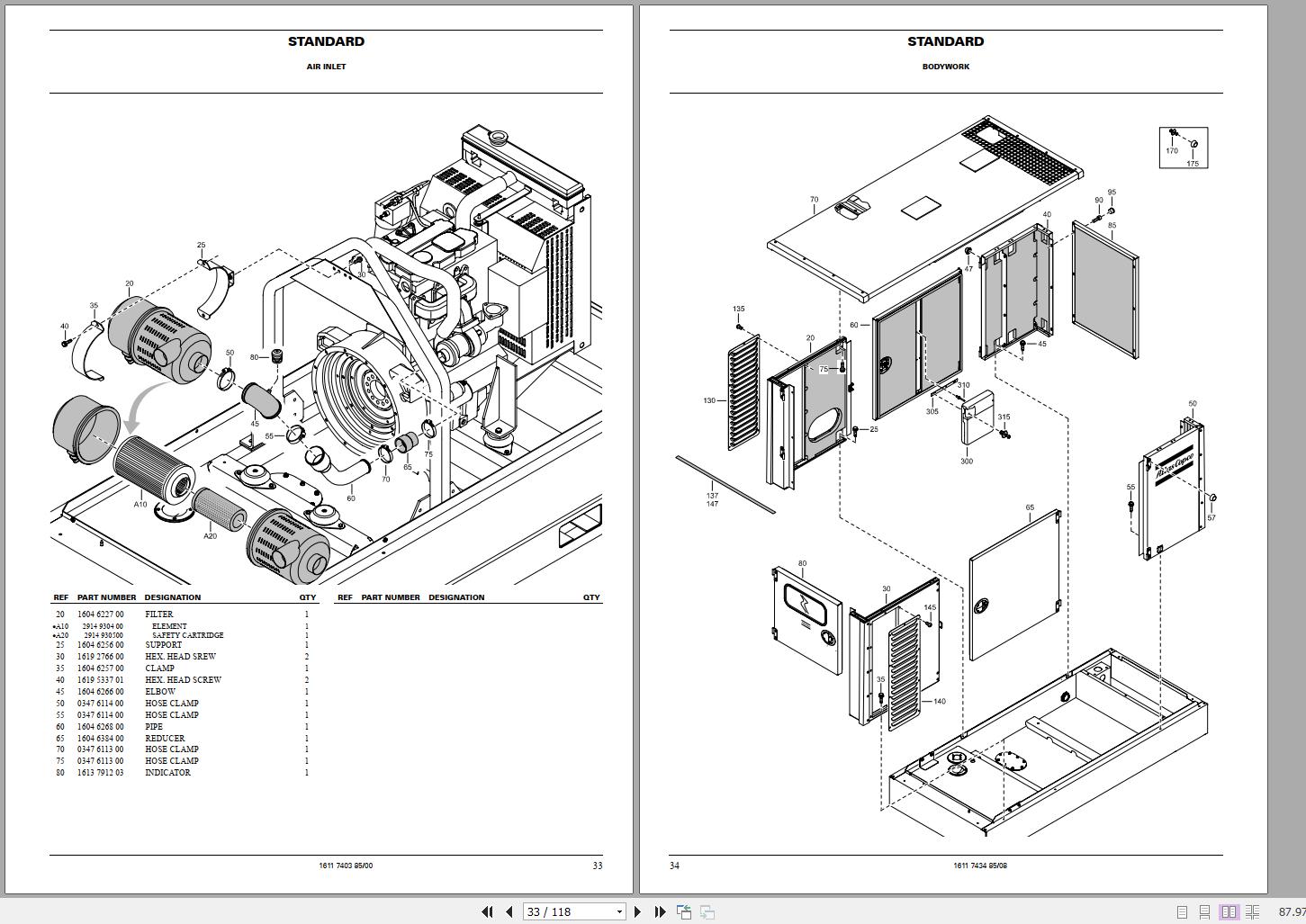 Atlas Copco Portable Generators QAS 60 Pd Parts List 2955 0600 02 2006