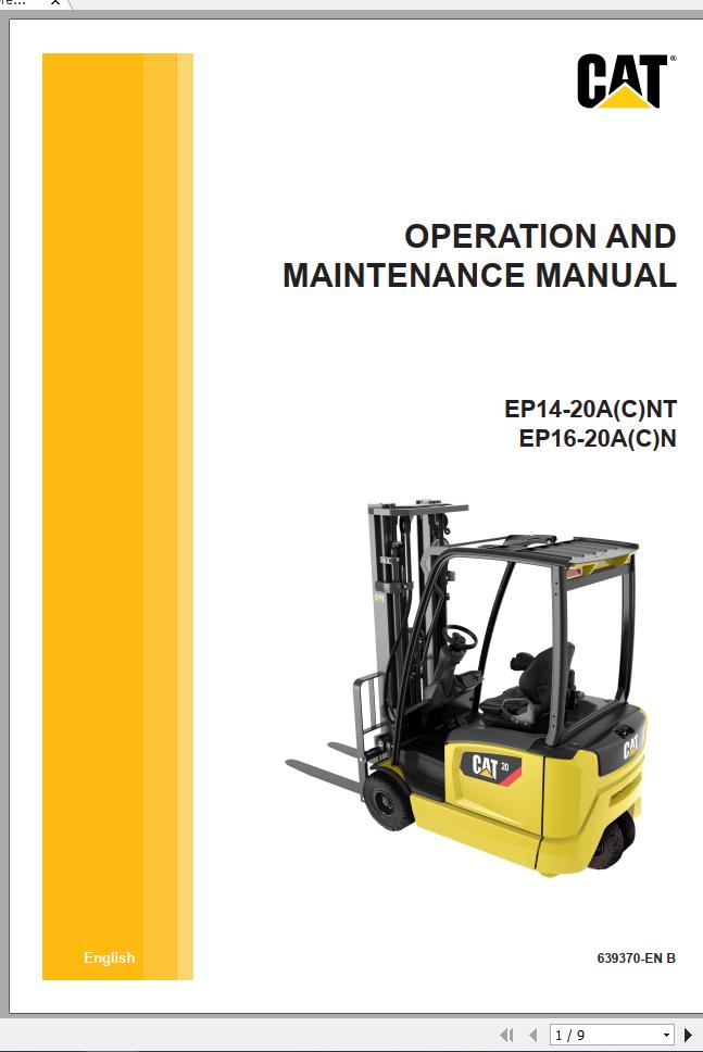 Caterpillar Forklift EP16AN Service, Operation & Maintenance Manual 01.2021