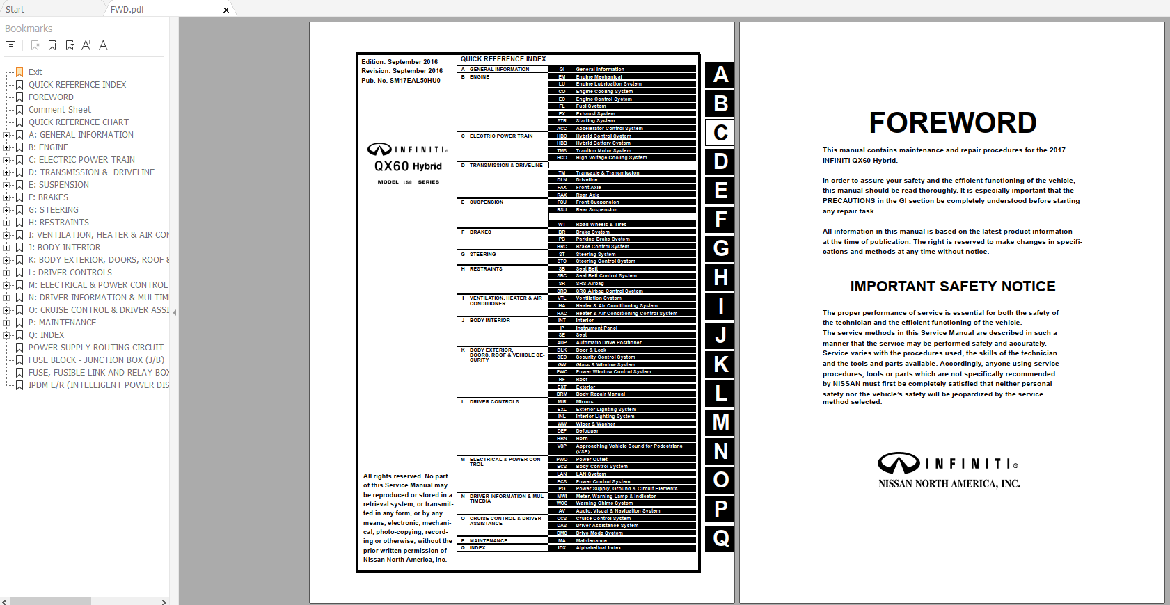 NISSAN INFINITI Collection Models 2017 Workshop Repair Manual Diagrams ...