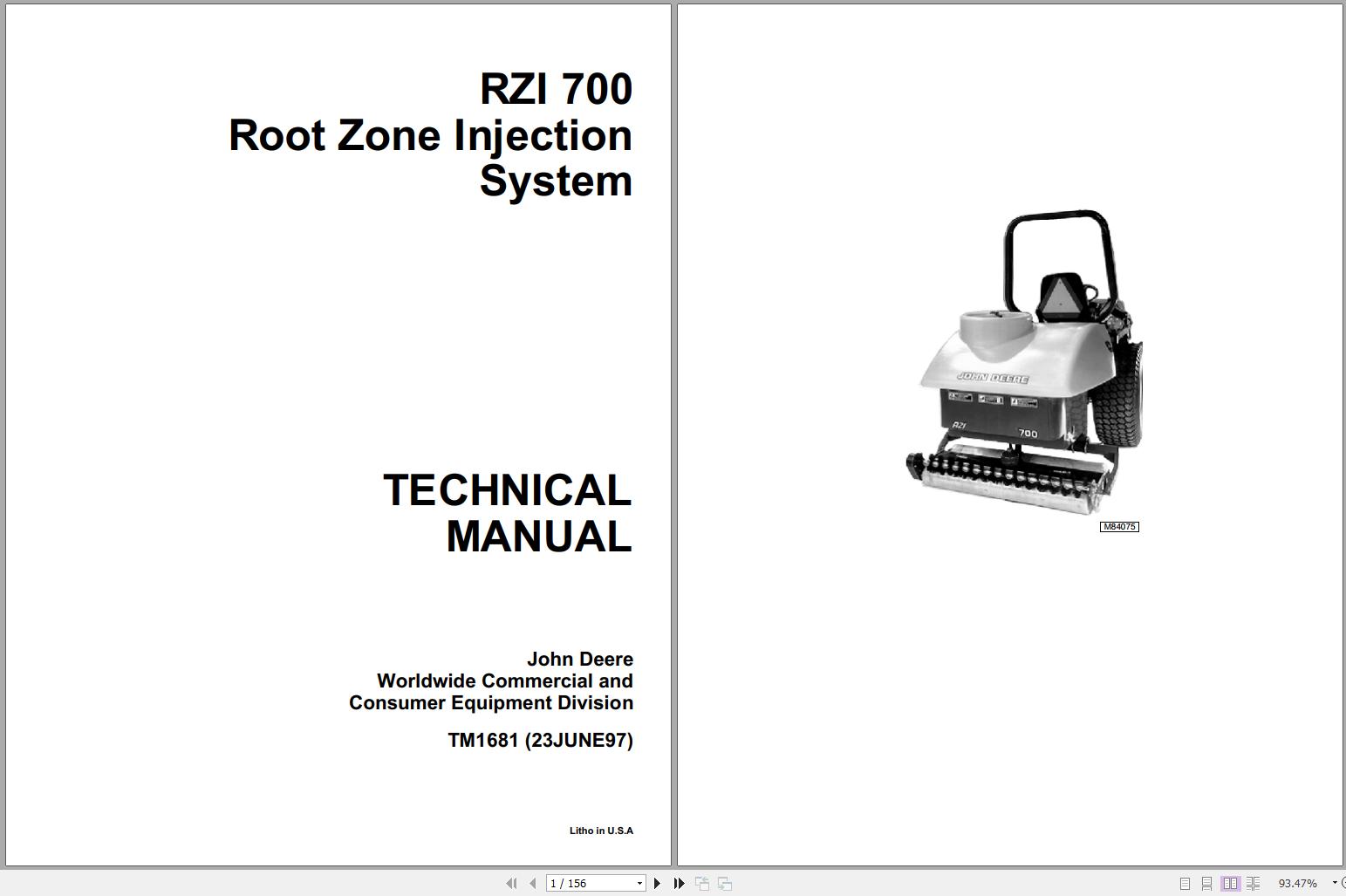 John Deere Root Zone Injection System RZI 700 Technical Manual TM1681